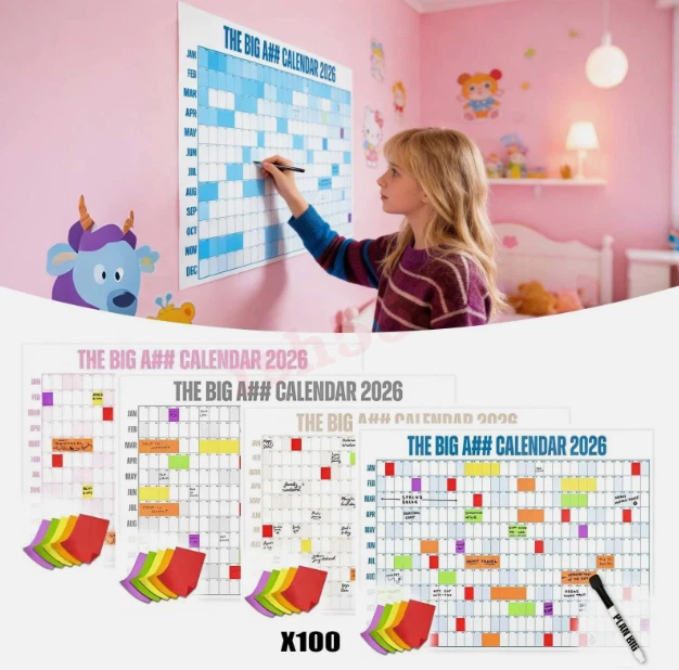 2026 OVERSIZED DRY Erase Planner - Wall Calendar with Sticky Notes ...
