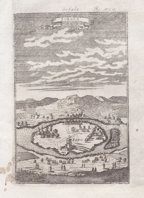 SOFALA MOZAMBIQUE AFRICA Plan Map Mallet Gravure sur Cuivre Engraving ...