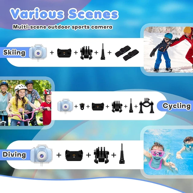 KIDS WATERPROOF DIGITAL Camera Gifts for 6 7 8 9 10 Year Old Action ...