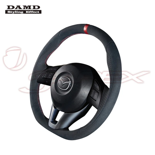 DAMD STEERING ULTRA Suede Red Euro Stitch for DEMIO DJ5FS/DJLAS/DJLFS ...