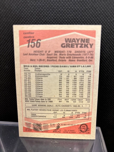 1989-90 O-PEE-CHEE SET-BREAK #156 Wayne Gretzky Neuf dans son emballage Canadian Topps LA Kings ...