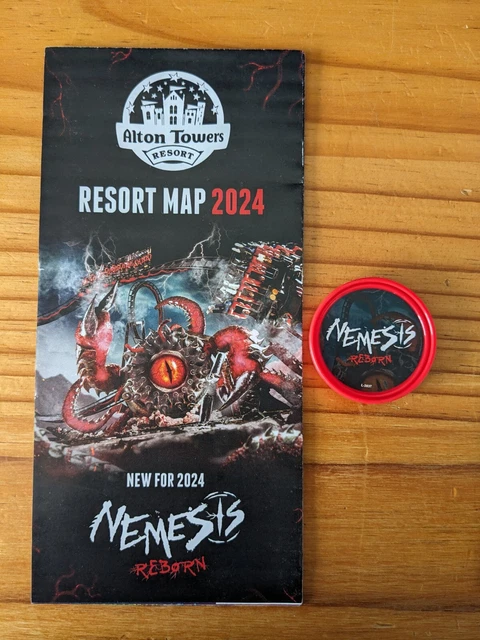 ALTON TOWERS OPENING Day 2024 Map and Nemesis Reborn Pop Badge £8.00 ...