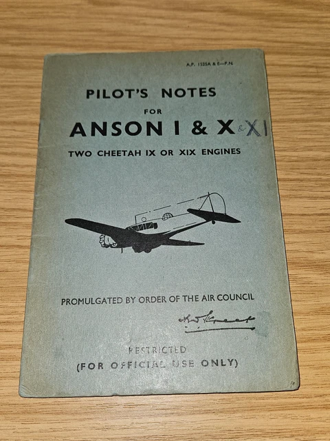 WW2 RAF 40'S Aircraft Aircrew Avro Anson Mk 1 & Mk 10 Pilots Notes ...