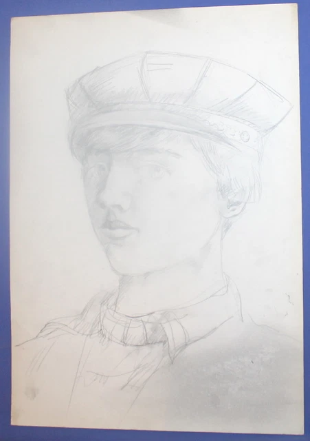 ANTIQUE PENCIL DRAWING Young Lad Portrait Impressionism £69.58 ...