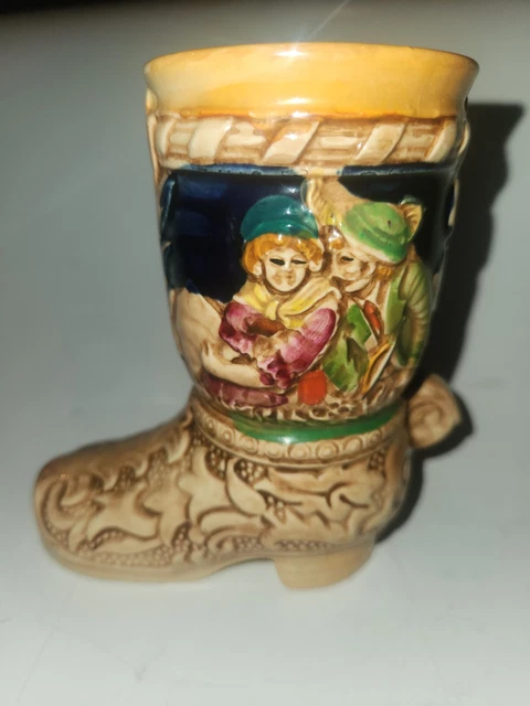VINTAGE GERMAN STYLE Beer Stein Cowboy Boot Shape Japan Stoneware ...