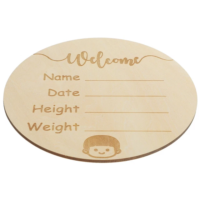 BIRTH ANNOUNCEMENT SIGN Round Wooden Baby Announcement Sign Newborn ...