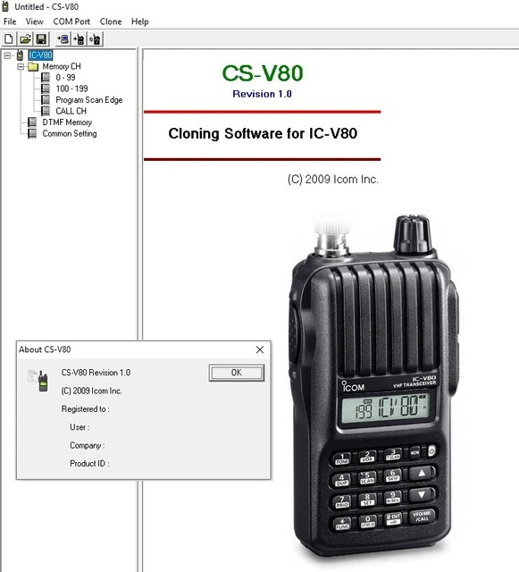 ICOM CS-V80 REV. 1.0 PROGRAMMING AND CLONE SOFTWARE for IC-V80 Download ...