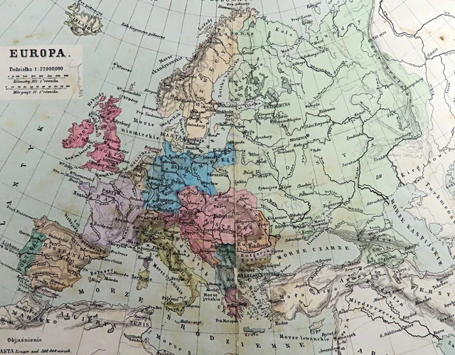 POLITICAL MAP OF Europe European Geography Empire Borders POLISH ...