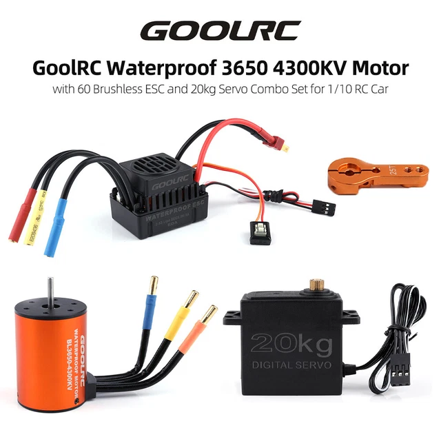 GOOLRC 3650 4300KV Motor 20kg Servo w/ 25T Servo Arm for 1/10 Car T5A4 ...