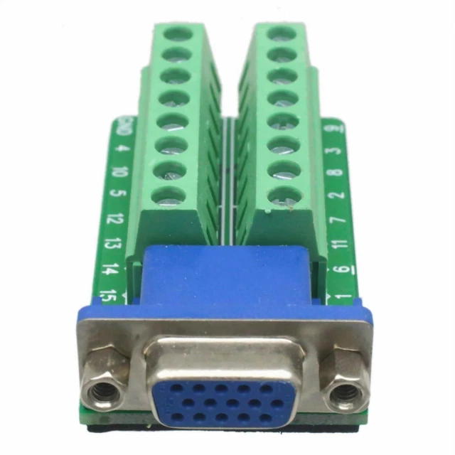 DB15 D-SUB VGA female jack 15pin port Terminal Breakout PCB RS232 3 row ...