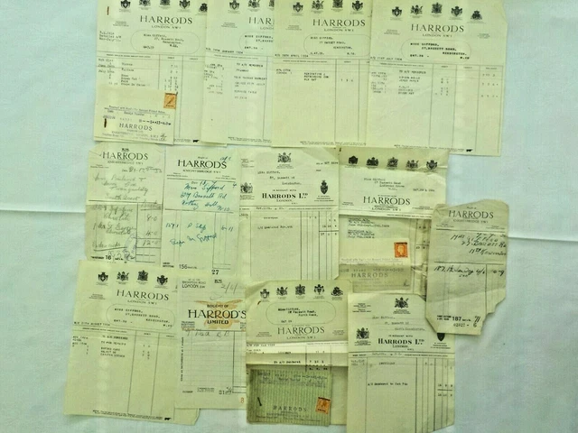 HARROD'S OF LONDON Receipts and Invoices from 1922 to 1940 EUR 15,14 ...