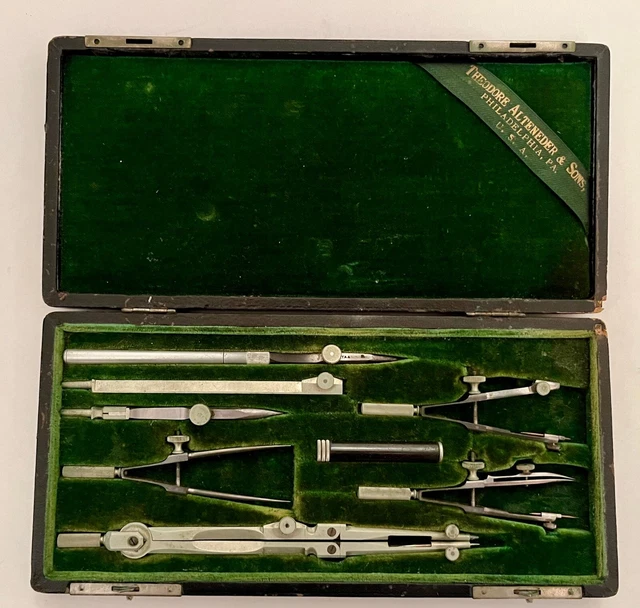 ANTIQUE DRAFTING INSTRUMENTS Complete Set Theodore Alteneder & Sons ...