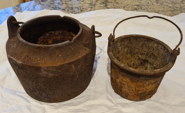 ANTIQUE VICTORIAN 2PT "Cannon Deepfields" Smelting Melting Pot Cauldron ...