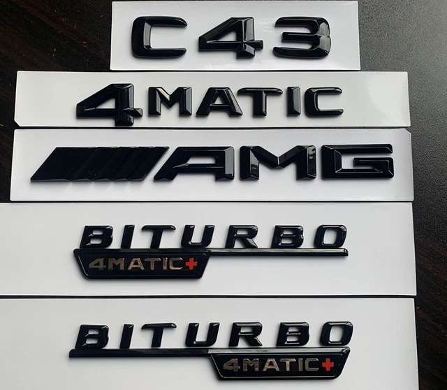 GLOSS BLACK C43 Amg Biturbo 4Matic Badge Fit Rear Boot 4 Matic £32.99 ...