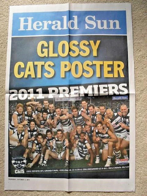 GEELONG FOOTBALL CLUB Cats 2011 Premiers AFL Footy Poster Flyer Mint ...