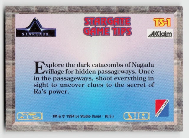 1994 COLLECT-A-CARD STARGATE #TS-1 Explore the dark catacombs of ...
