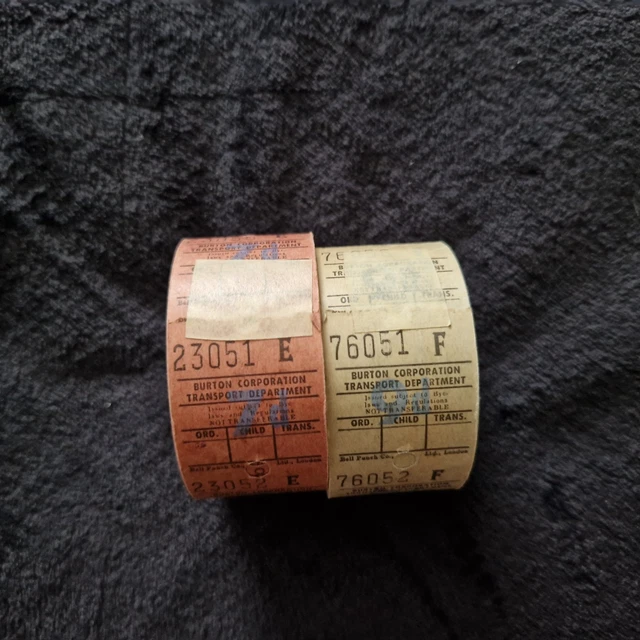 2 BURTON CORPORATION ULTIMATE BUS TICKET MACHINE TICKET ROLLS 7d & 9d £ ...