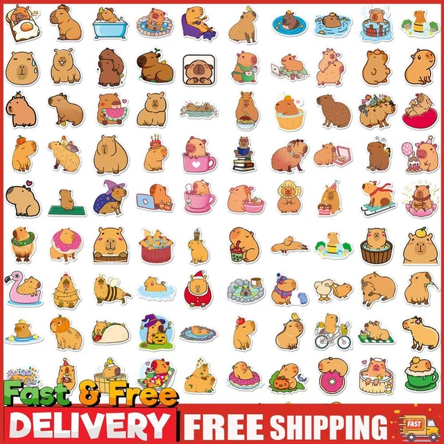 100PCS CUTE CAPYBARA Stickers Multi-Function Capybara Decals for ...