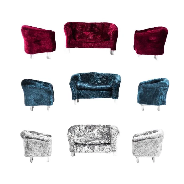CANAPÉ DOUBLE MINIATURE pour maison de poupée 1/20, 3 pièces, accessoire de EUR 8,98 - PicClick FR