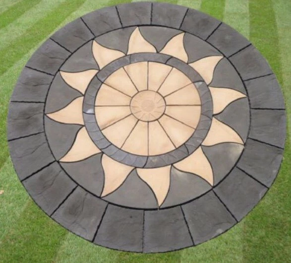 LARGE AZTEC SUN Patio Paving Circle Kit 3.46M Diameter Garden Feature ...
