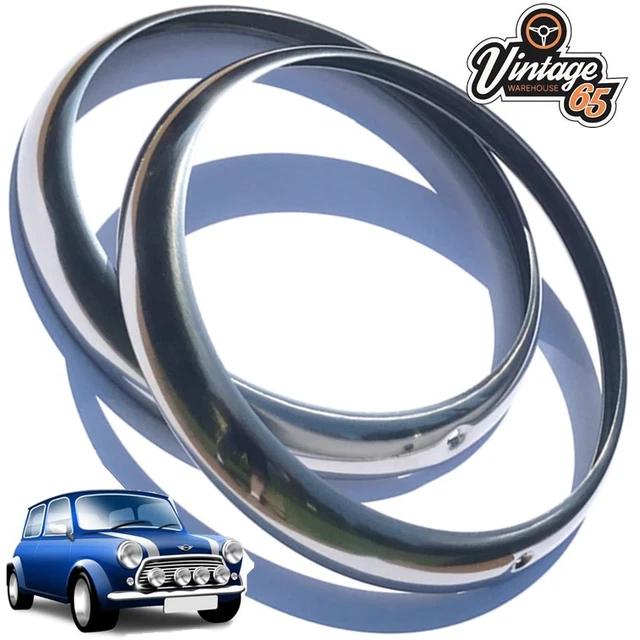 PAIR OF STAINLESS Steel Trims Rings Bezels Classic Car 7" Headlight ...