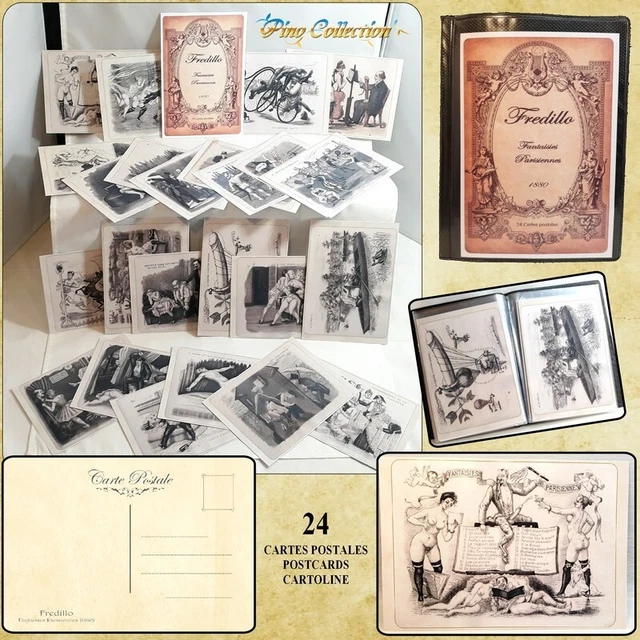 24 CARTOLINE ANTICHE EROTICHE Fredillo SERIE COMPLETA LIMITATA ...
