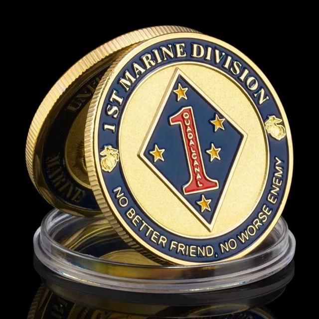 USMC 1ST MARINE Division Challenge Coin #1 MCRD SOI Mar Div F-18 F-35 ...