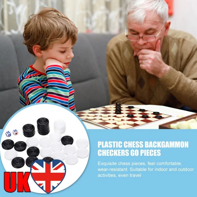 PLASTIC CHECKERS BACKGAMMON Chess Pieces Kids Adults Board Game ...