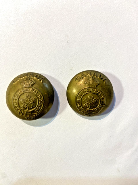 TWO WWII CANADIAN Army General Service Brass Uniform Buttons 25mm-U ...