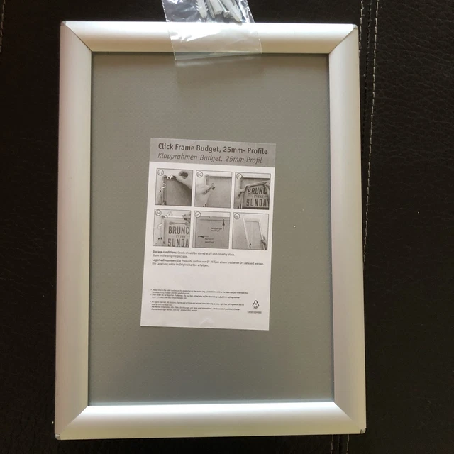 KLAPPRAHMEN BILDERRAHMEN CLICK Frame 25mm Profil DIN A4 Aluminiumoptik ...