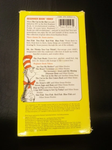 DR. SEUSS ONE Fish Two Fish Red Fish Blue Fish Plus two more VHS £8.06 ...