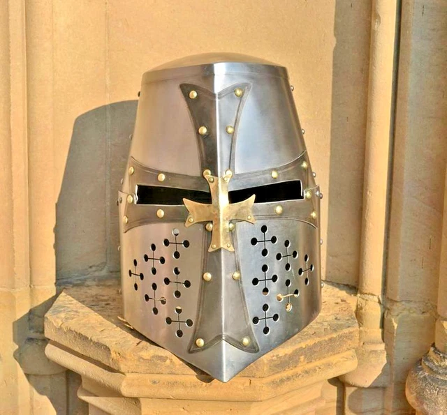 HAND FORGED MEDIEVAL Great Templar Helmet sca jousting helmet Steel ...