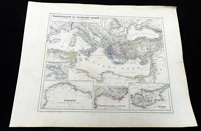 MAPPA ANTICA DI Il Antico Greco Empire Italia Cipro Phrygia Atene 1872 ...