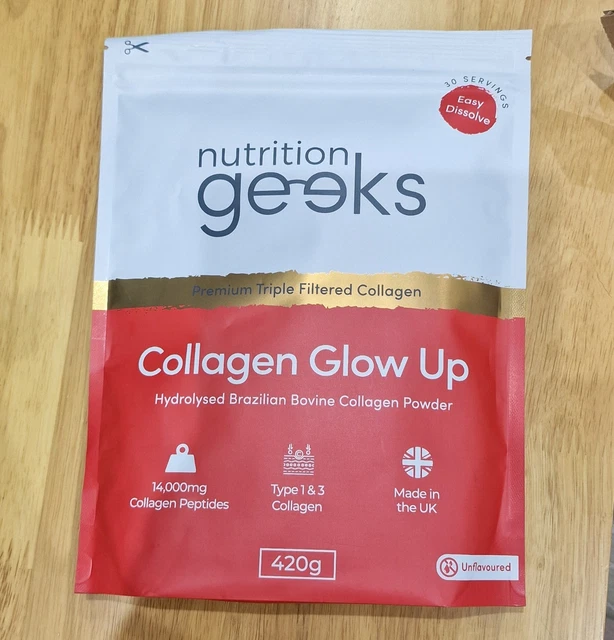 NUTRITION GEEKS COLLAGEN Glow Up Powder 14000mg, 420g, 30 Servings £15. ...