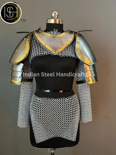 MEDIEVAL HUSSAR GORGET Pouldron ,Chainmail Armor, Cosplay, SCA, LARP ...