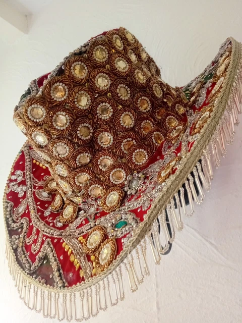 RED & GOLD Embellished Cowboy/Western Boho Festival Hat £50.62 ...