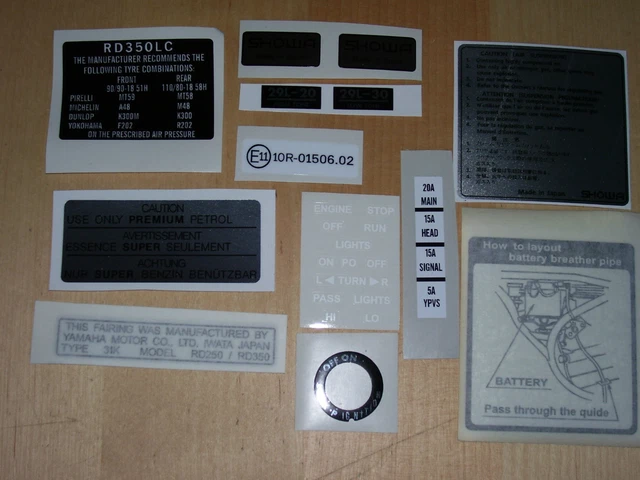 YAMAHA RD 250 350 YPVS 31K Warning Feature decal Kit £27.00 - PicClick UK