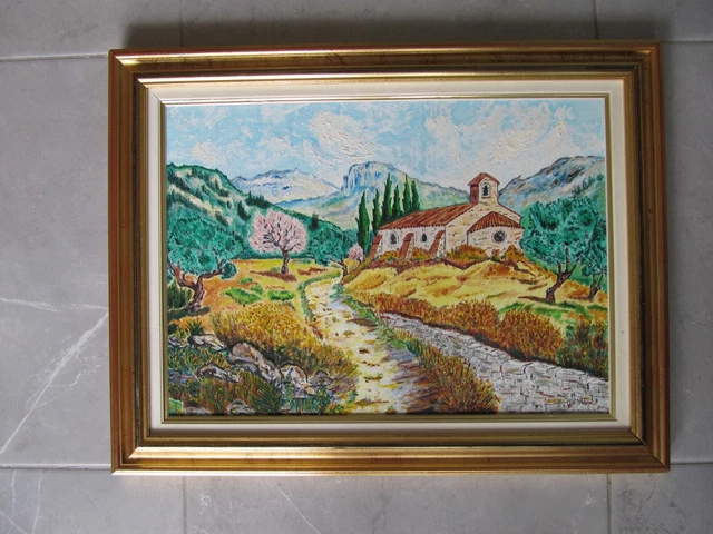 TABLEAU HUILE SUR TOILE AU COUTEAU PAYSAGE DU SUD SIGNé E. MEYER EUR 20 ...