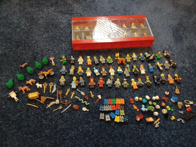 LEGO DISPLAY CASE Red Plus Over 60 Mini Figures And Extras Bundle Job ...