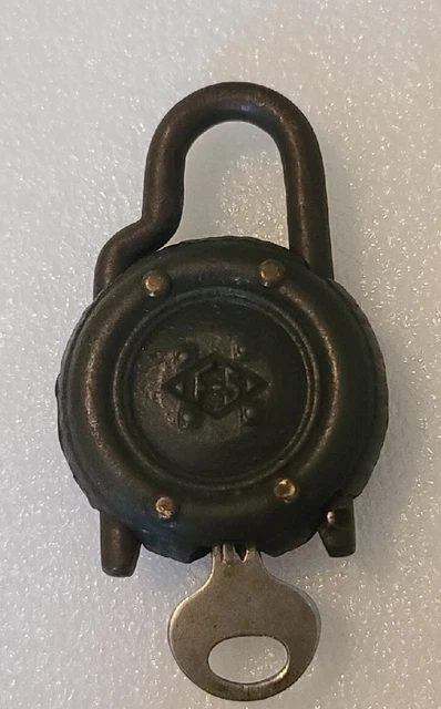 OLD CAST IRON~FRAIM&SLAYMAKER~FS Hardware Co~PADLOCK ANTIQUE LOCK+Key ...