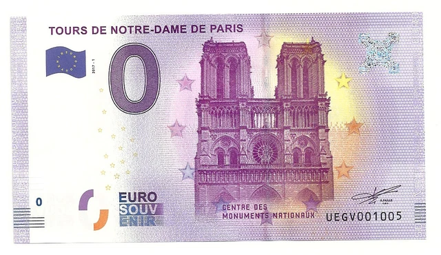 EURO FRENCH BANKNOTE "0" euro - NOTRE DAME - 2017 - 1st issue £12.25 ...