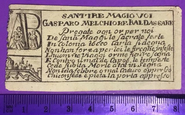 RARE SANTIN DIXHUITIÈME Siècle, Prière Gasparo Melchiore Baldassare ...