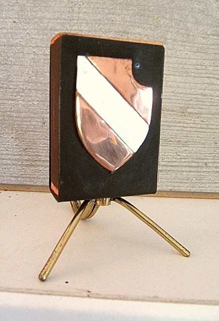 R/IFE076 ROBERT RANK streichholz box messing kupfer vintage mit wappen ...