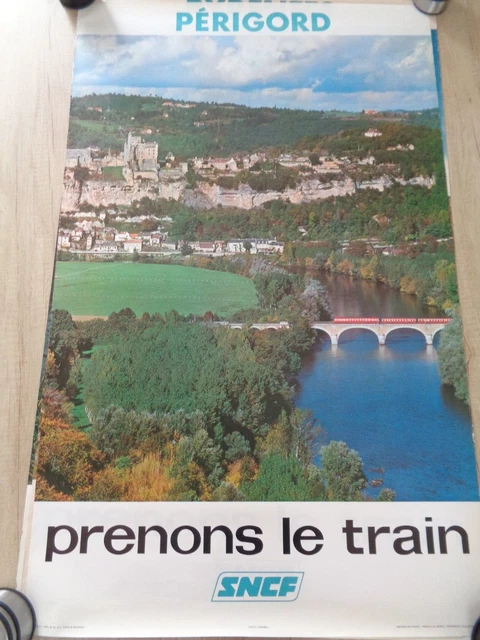 AFFICHE ANCIENNE CHEMIN de fer - S N C F- 1975 - Prenons le train ... AFFICHE ANCIENNE CHEMIN de fer - S N C F- 1975 - Prenons le train ...