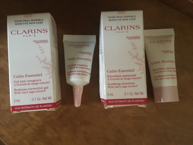 CLARINS CALM ESSENTIEL Redness corrective gel 3ml+Soothing Emulsion 5ml ...