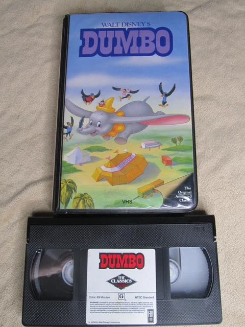 WALT DISNEY CLASSIC Dumbo VHS Black Diamond Padded Clamshell Pink Spine ...