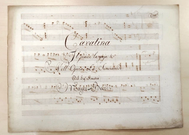 SPARTITO MANOSCRITTO XIX sec. Cavatina nella Semiramide di Meyerbeer ...