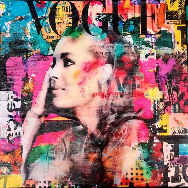 TABLEAU POP ART Street Romy Schneider VOGUE 20x20cm Signé Anna ROSEN ...