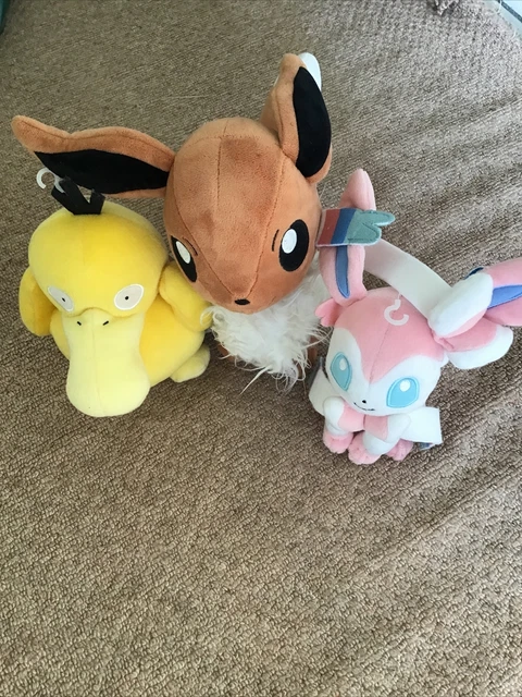 3 X POKÉMON Plushies - Sylveon, Eevee And Psyduck £5.00 - PicClick UK
