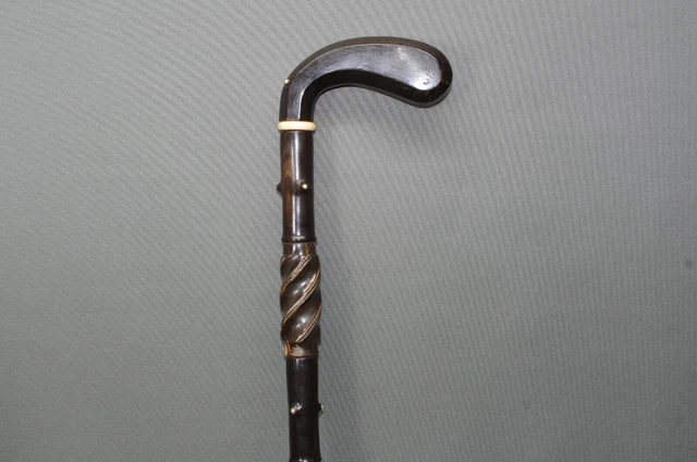 BIEDERMEIER SPAZIERSTOCK GEHSTOCK Sammlerstock Wanderstock mit Einlagen ...